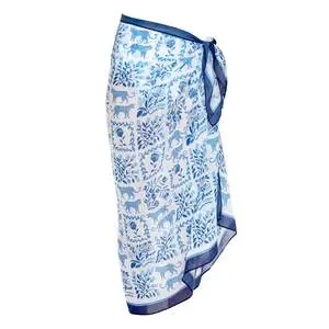 JESSIE ZHAO NEW YORK Blue / White Beach Sarong Wrap – Blue Jungle - Blue/white