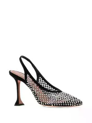 Amina Muaddi Dolly Crystal-embellished Mesh Pumps