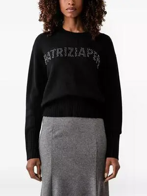 Patrizia Pepe Bead-embellished Logo Sweater