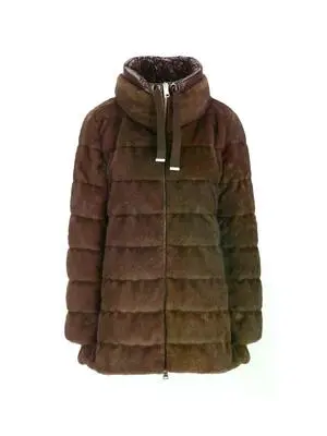 Herno Quilted Faux-fur Coat - Brown