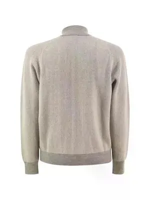 Peserico Ribbed Zip-up Wool Cardigan - Grey