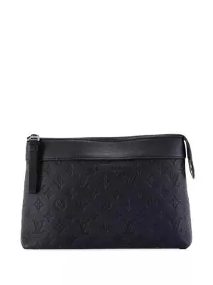 LOUIS VUITTON Pochette Voyage Souple Monogram Shadow Leather Clutch Bag