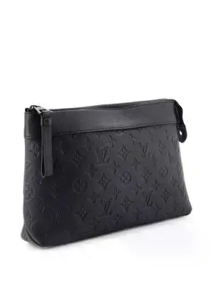 LOUIS VUITTON Pochette Voyage Souple Monogram Shadow Leather Clutch Bag
