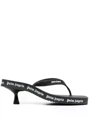 Palm Angels Logo-print Heeled Flip Flops - Black