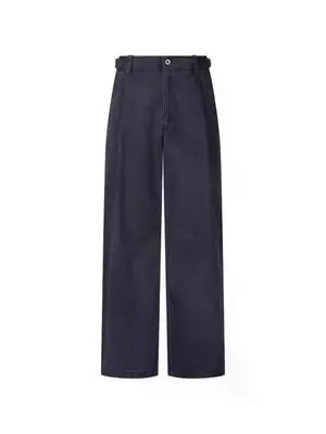STUDIO TOMBOY Washed Pleated Straight-leg Trousers - Blue