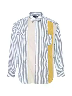 Comme Des Garçons Striped Panelled Shirt - Blue