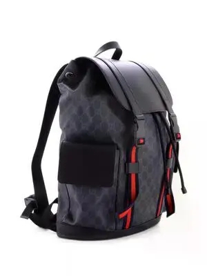 Gucci Double Pocket Buckle Gg Coated Canvas Large Backpack