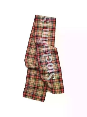 STOCKHOLM SURFBOARD CLUB Check Logo-print Scarf - Neutrals