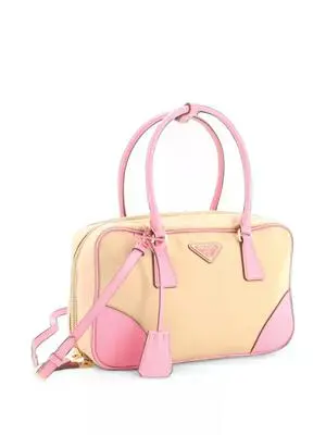 Prada Re-edition 1978 Two Handle Bag Re-nylon With Saffiano Leather Medium Satchel - Neutrals