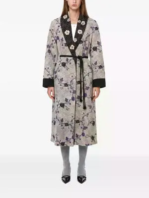 FORTE_FORTE Cherry Blossom Floral-print Belted Coat