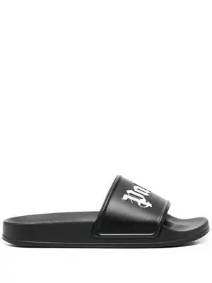 Palm Angels Logo-print Pool Slides - Black
