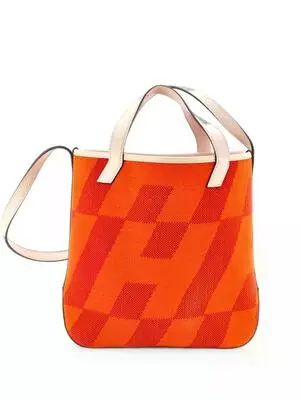 Hermès Cabas H En Biais Tote Canvas With Leather 27 Shoulder Bag - Neutrals