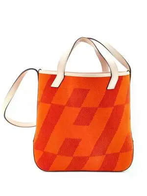 Hermès Cabas H En Biais Tote Canvas With Leather 27 Shoulder Bag - Neutrals