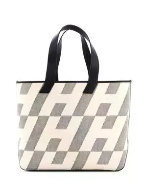 Hermès Cabas H En Biais Canvas With Leather 40 Tote Bag - Black