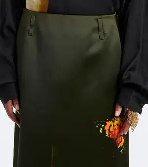 Dries Van Noten Printed Satin Midi Skirt