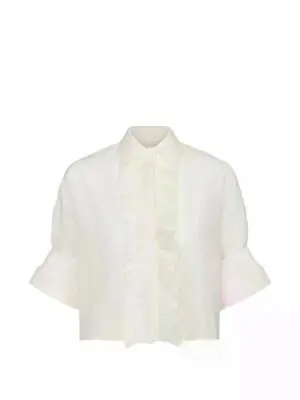 TWP Next Ex Ruffle-trimmed Cropped Shirt - Neutrals