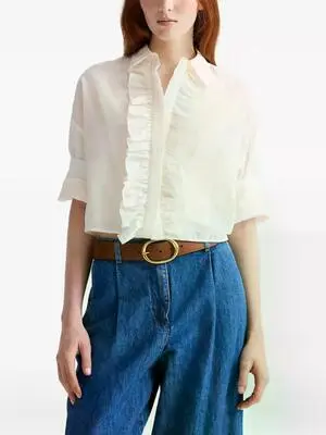 TWP Next Ex Ruffle-trimmed Cropped Shirt