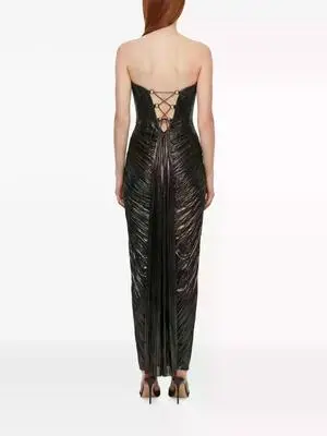 MARIA LUCIA HOHAN Naima Cut-out Plissé-effect Maxi Dress - Grey