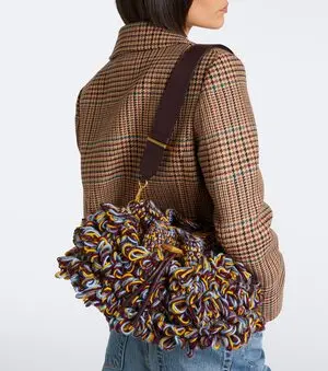 JIMMY CHOO Cinch Medium Knitted Shoulder Bag