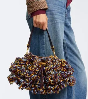 JIMMY CHOO Cinch Medium Knitted Shoulder Bag