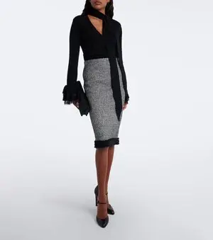 Nina Ricci Lace-trimmed Wool-blend Top
