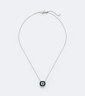Nikos Koulis Oui 18kt White Gold And Enamel Pendant Necklace With Emerald And Diamonds - Silver