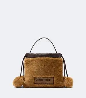 JIMMY CHOO Drawstring Mini Shearling Top-handle Bag
