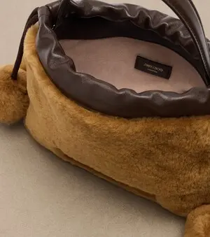 JIMMY CHOO Drawstring Mini Shearling Top-handle Bag