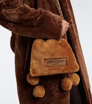 JIMMY CHOO Drawstring Mini Shearling Top-handle Bag