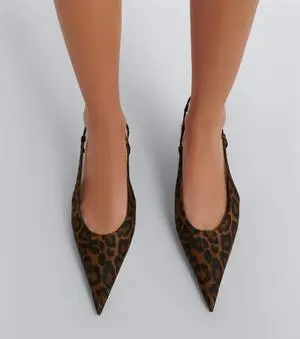 Saint Laurent Secret Leopard-print Slingback Pumps