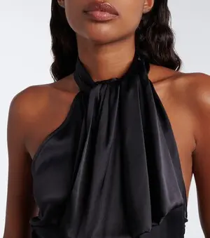 Nina Ricci Silk-blend Satin Top - Black