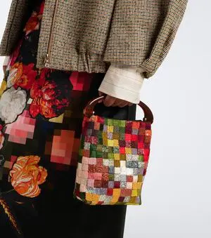 Dries Van Noten Small Sequined Patchwork Top-handle Bag