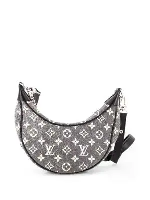 LOUIS VUITTON Loop Handbag Monogram Jacquard Denim Hobo Bag - Black
