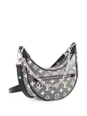 LOUIS VUITTON Loop Handbag Monogram Jacquard Denim Hobo Bag - Black