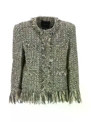 THELAURENT Fringed Tweed-effect Jacket - Grey