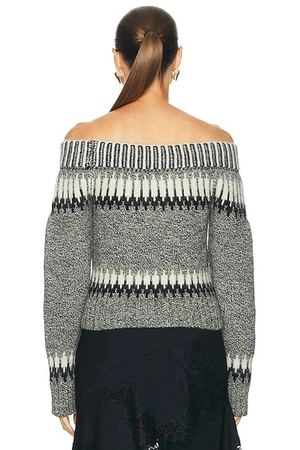 Monse Fair Isle Off Shoulder Sweater