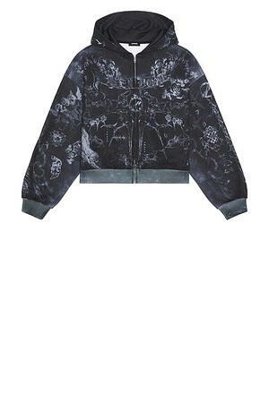 We11Done Tattoo Printed Zip Up Hoodie