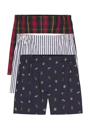 Polo Ralph Lauren Classic Fit Cotton 3 Pack Woven Boxers - Multi