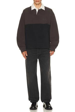 AGOLDE Blocked Rugby Shirt - Forge & Black