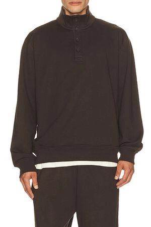 Reigning Champ Midweight Terry Standard Button Mockneck - Coffee