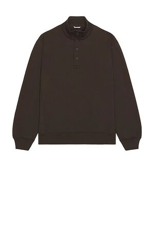 Reigning Champ Midweight Terry Standard Button Mockneck - Coffee