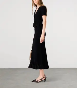 Maje Plissé Short-sleeve Cardigan