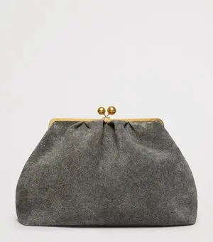 Max Mara Large Split Calfskin Pasticcino Clutch Bag