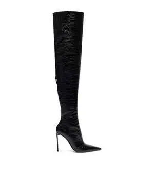 TOM FORD Croc-embossed Leather Over-the-knee Boots 105 - Black
