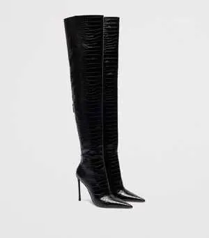 TOM FORD Croc-embossed Leather Over-the-knee Boots 105