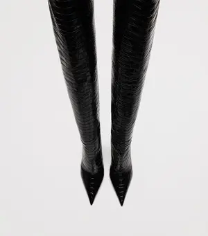 TOM FORD Croc-embossed Leather Over-the-knee Boots 105