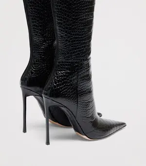 TOM FORD Croc-embossed Leather Over-the-knee Boots 105