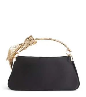 Cult Gaia Mini Silk-satin Calla Top-handle Bag - Black