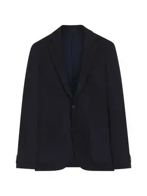 BOSS Slim-fit Blazer In Micro-patterned Stretch Jersey - Blue