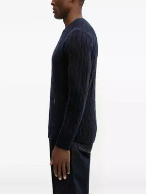 Sporty & Rich Cable-knit Embroidered-logo Sweater